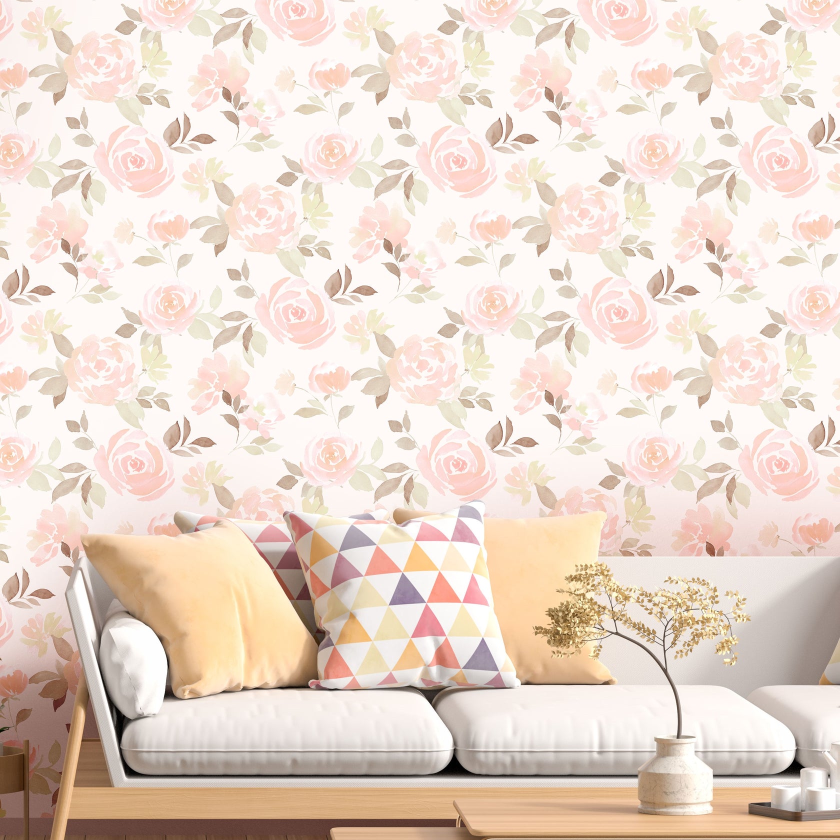 Waterfloral Peach Floral Traditional and Removable Wallpaper – PORTRAY ...